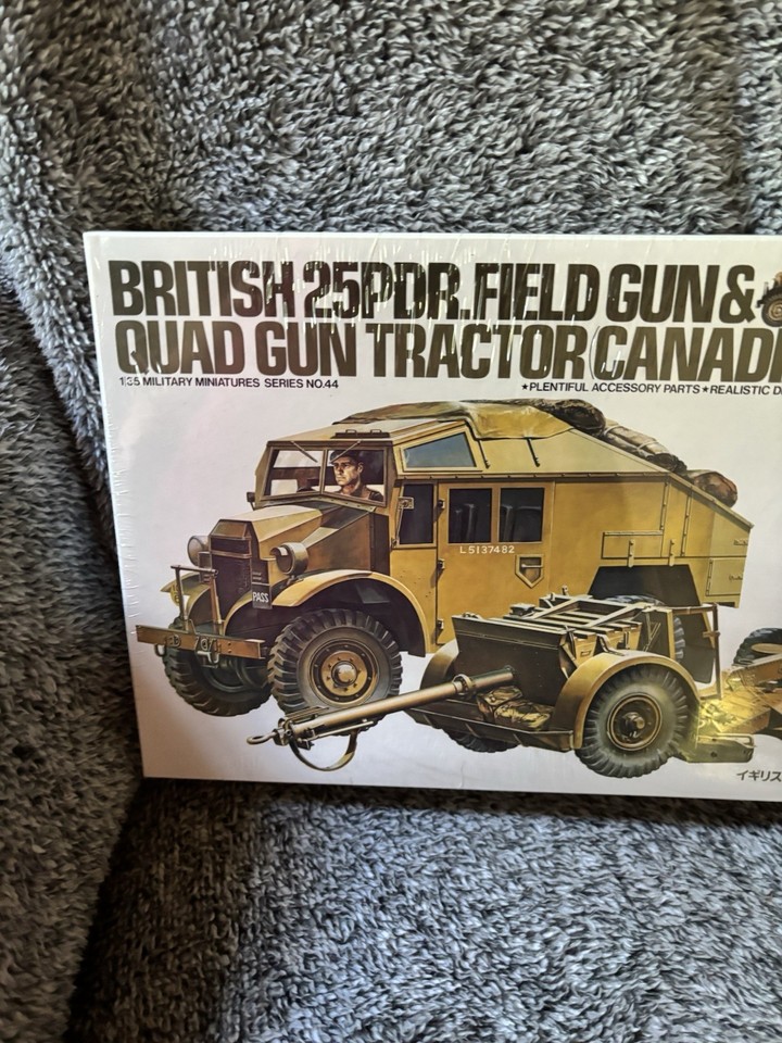 Tamiya 1/35 British 25pdr. Field Gun & Quad Gun Tractor Military Model ...