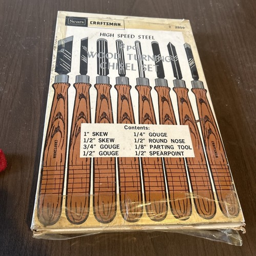 CRAFTSMAN SEARS 2859 USA 8 PIECE WOOD TURNING SET CHISELS LATHE ...