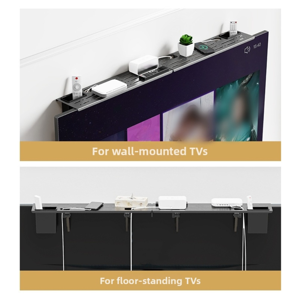 TV Top Shelf Adjustable for Router Remote Storage with Cable Management ...
