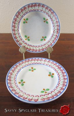 TWO Stick Spatter Antique Ironstone Cut Sponge Plates | eBay