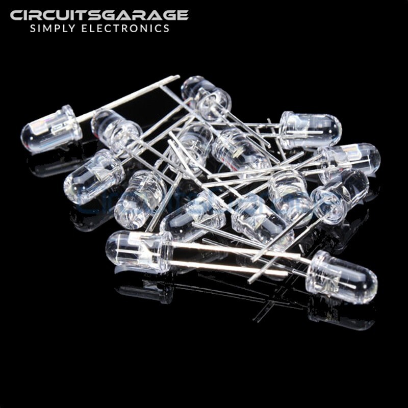 50 X 5mm Ultra Bright Water Clear White LED Light Emitting Diode Bulb ...