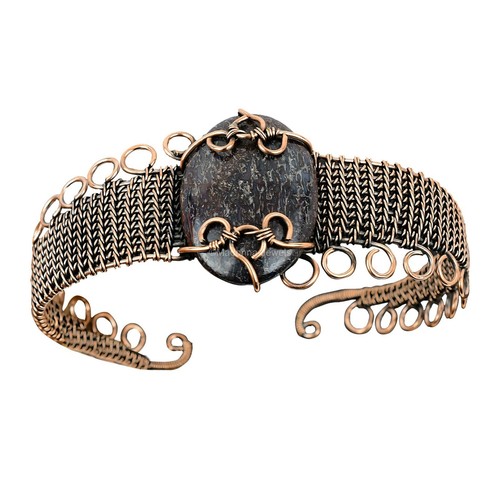 Dinosaur Bone Wire Wrapped Adjustable Bangle Handcrafted Copper ...
