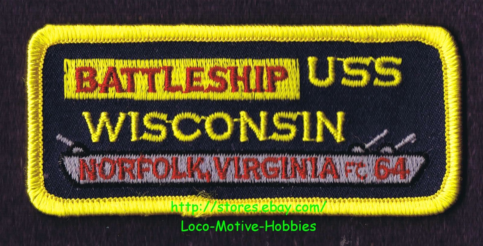 LMH PATCH Badge USS WISCONSIN Navy WWII BATTLESHIP BB-64 Wisky NORFOLK ...