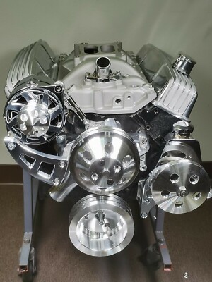 SBC V-Belt Pulley Kit Power Steering 283-400 Chevy Small Block LWP High ...