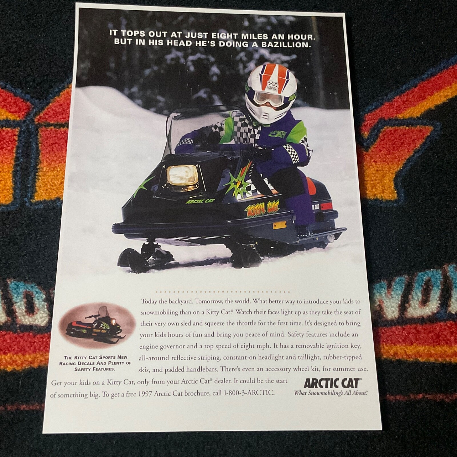 🏁 ‘97 ARCTIC CAT KITTY CAT Snowmobile Poster vintage sled ((A BAZILLION ...