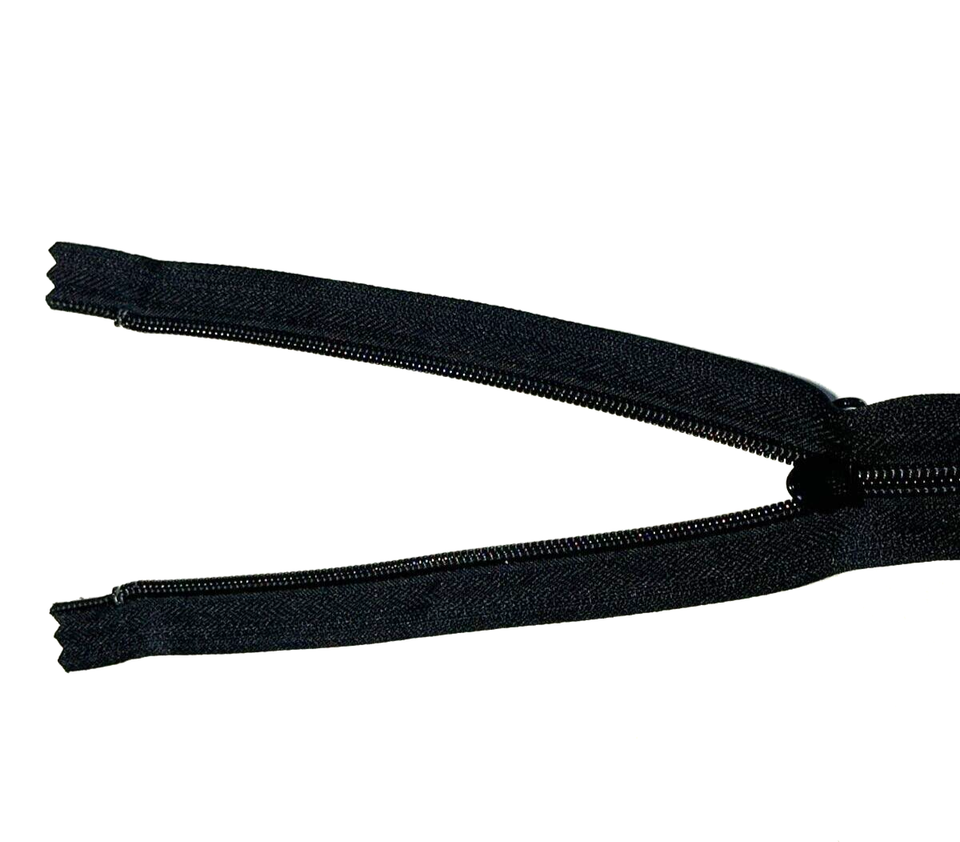 100 Pack YKK Nylon Coil Lightweight Reverse Zipper Color Black #580 ...