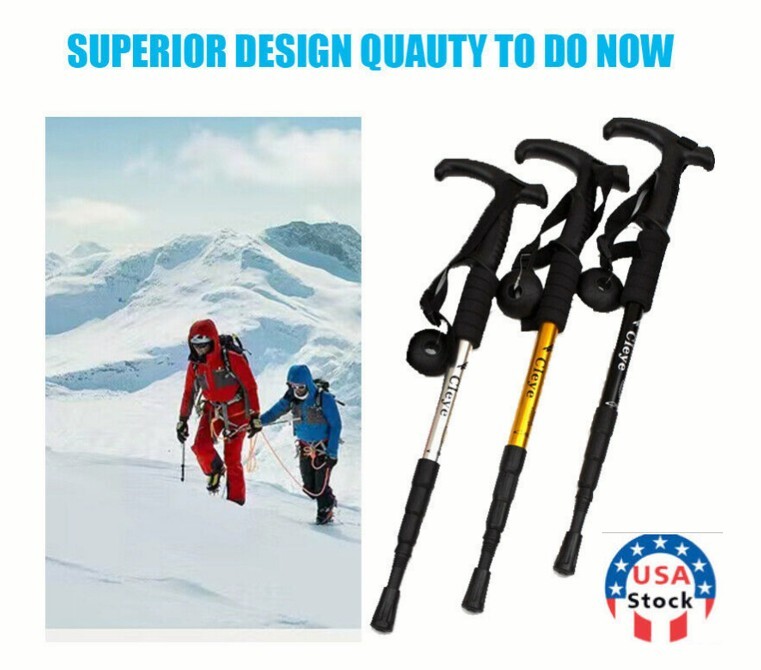 US Trekking Sticks Walking Hiking Poles Adjustable Folding Anti-Shock ...