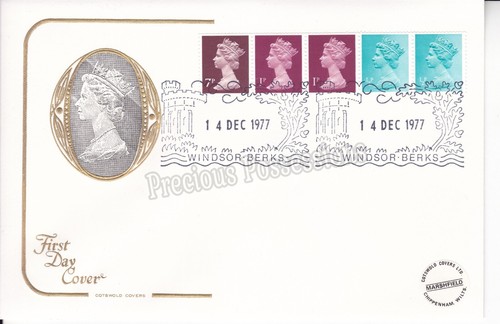 GB COTSWOLD FDC 1977 DEFINITIVE VALUES ½p-7p MACHIN WINDSOR PMK | eBay