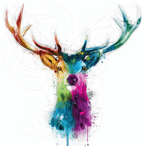 Rainbow Stag wall art colorful printed on canvas 16" x 16'' solid frame ...