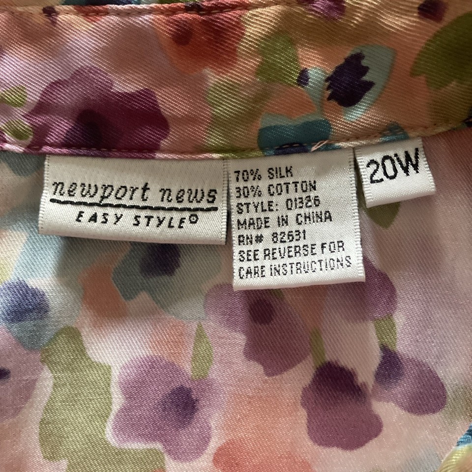 Newport News Silk Cotton Button Front Women’s Size 20 W Plus Floral ...