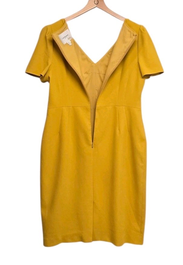 LK Bennett London Dr Rebecca Sheath Dress RTR Womens 14 Gold Fitted ...