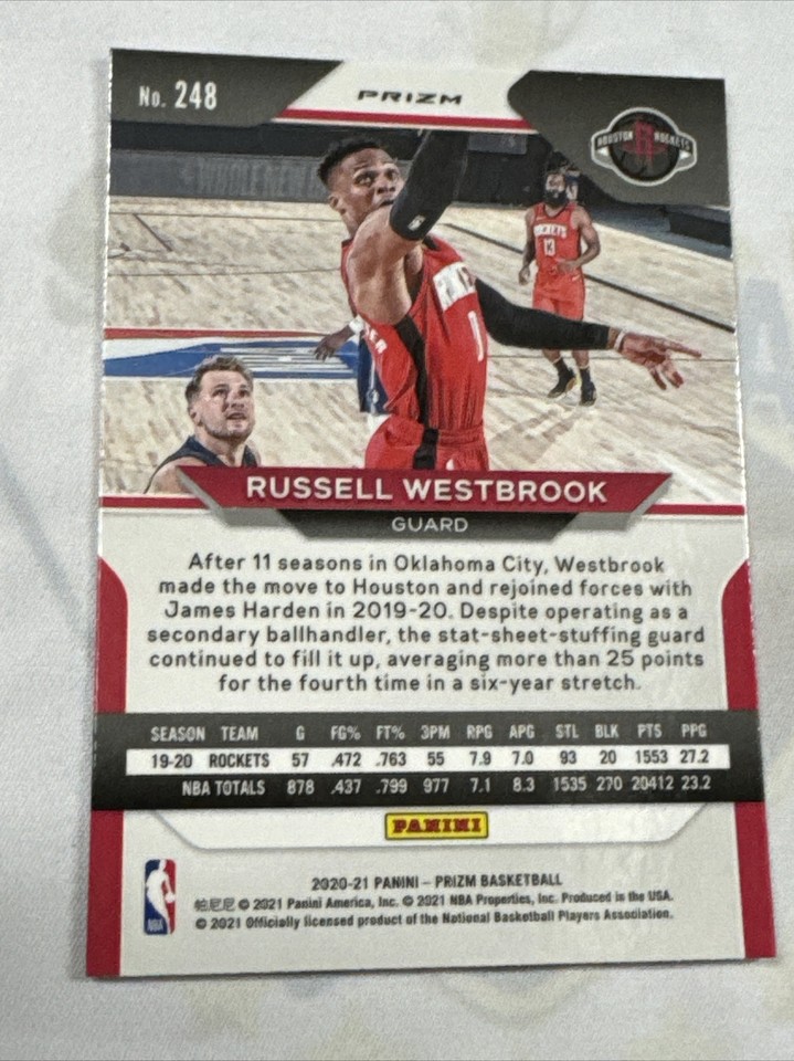 2020-21 Panini Prizm Silver Prizm Russell Westbrook Houston Rockets ...