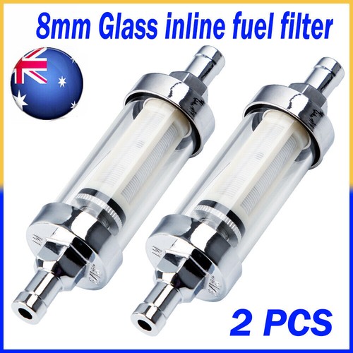 Qty2 Washable Inline Chrome/glass Fuel Filter 5/16 Kit Car Motorbike ...