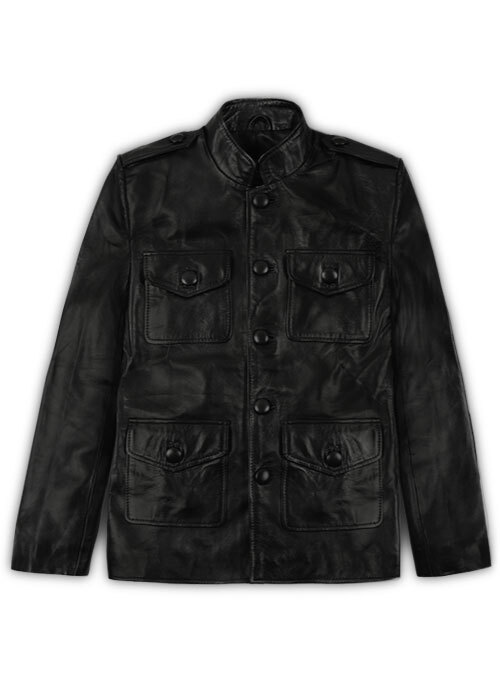 JIM MORRISON LEATHER JACKET # 2 BLACK GENUINE LEATHER REAL SHEEPSKIN ...