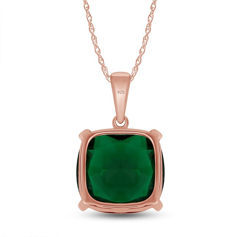 Solitaire Pendant Necklace Simulated Green Helenite 14K Rose Gold ...