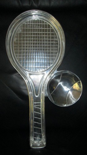 New Large 21" Aluminum Tennis Racket Shaped Serving Platter Plate Party ...