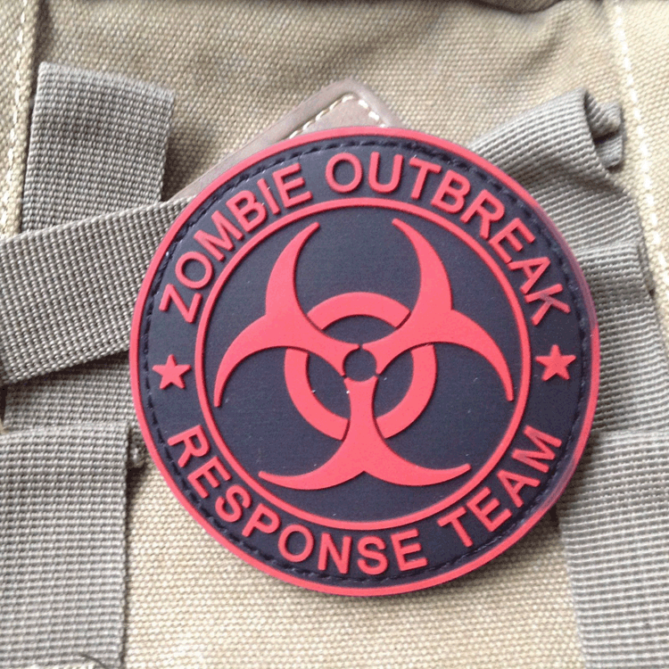 Red ZOMBIE HUNTER OUTBREAK RESPONSE TEAM PVC TACTICAL BIOHAZARD PATCH ...