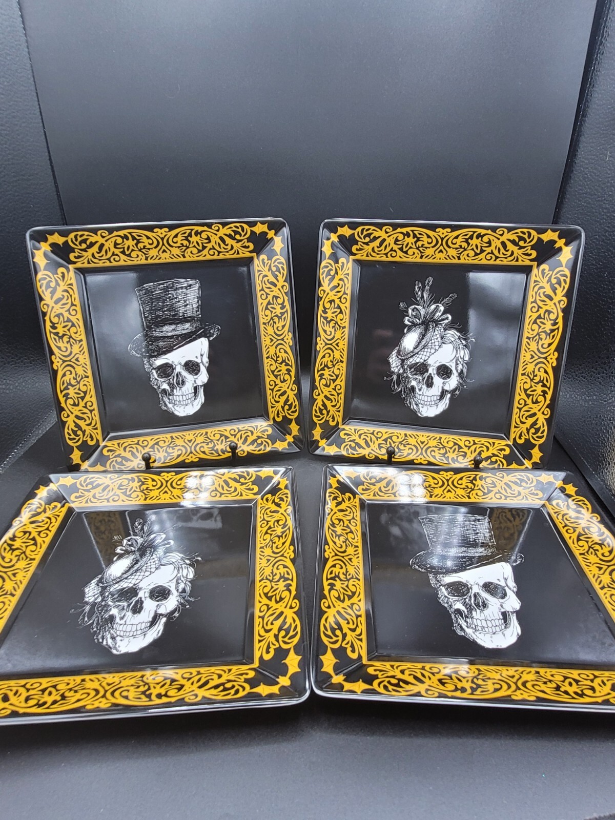Man And Woman Goth Skeleton Salad Dessert Plates Set Of 4 plastic ...