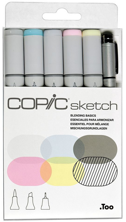 Copic Sketch 6 pc Marker Set, BLENDING BASICS, Dual-Tipped, Refillable ...