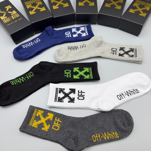 gift socks off white socks authentic 5pcs box | eBay