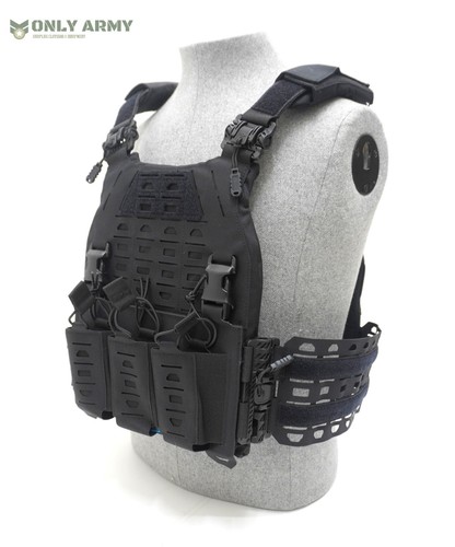 SPEC OPS Black Plate Carrier Assault Vest Laser Cut Military MOLLE ...