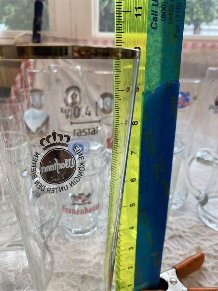 Warsteiner German Beer Glass Footed 10" Tall Pilsner Gold Rim .4L ...