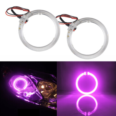 Pink Purple 2.5" LED Light Guide Angel Eyes Halo Ring DRL Car Headlight ...