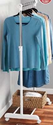 Adjustable Rolling Garment Rack W/Shoe & Accessories Bottom Rack ...