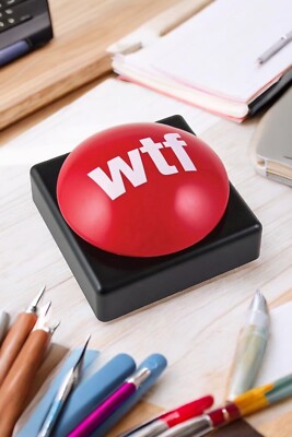 WTF What the F*%k Red Slam Button Joke Gag Gift Funny Prank Novelty 10 ...