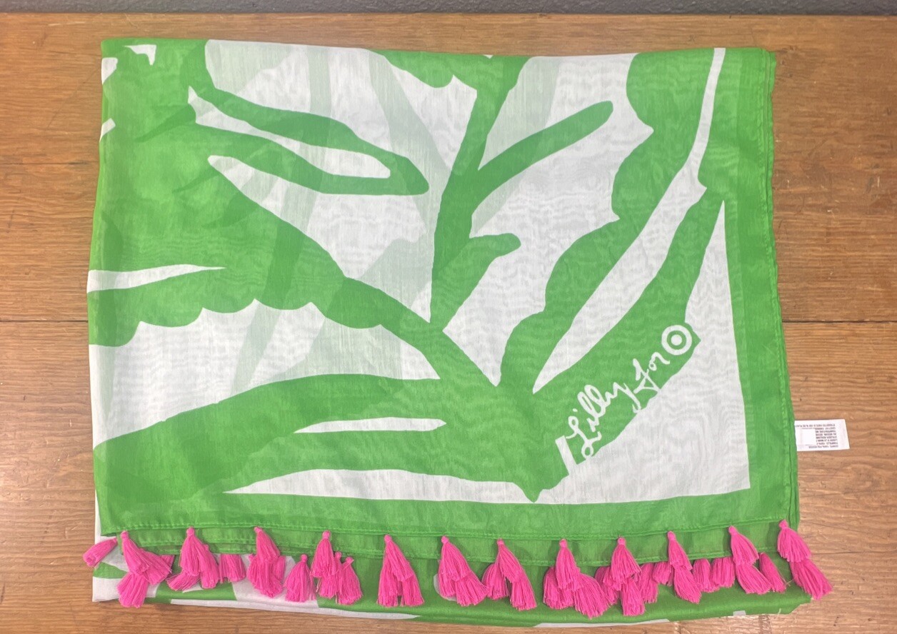 LILLY PULITZER Green White SUNSET STILL Summer Scarf Wrap | eBay
