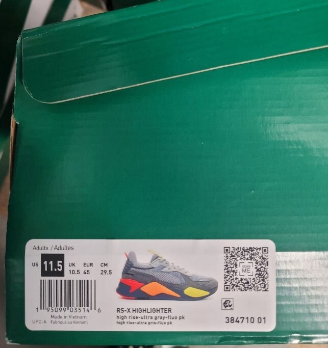 🔥PUMA RS-X Highlighter 384710 01 men's running crossing shoes Grey Pink ...
