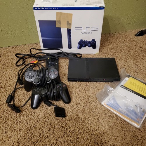 Sony PlayStation 2 PS2 Slim Black Console SCPH-77001 Complete In Box ...