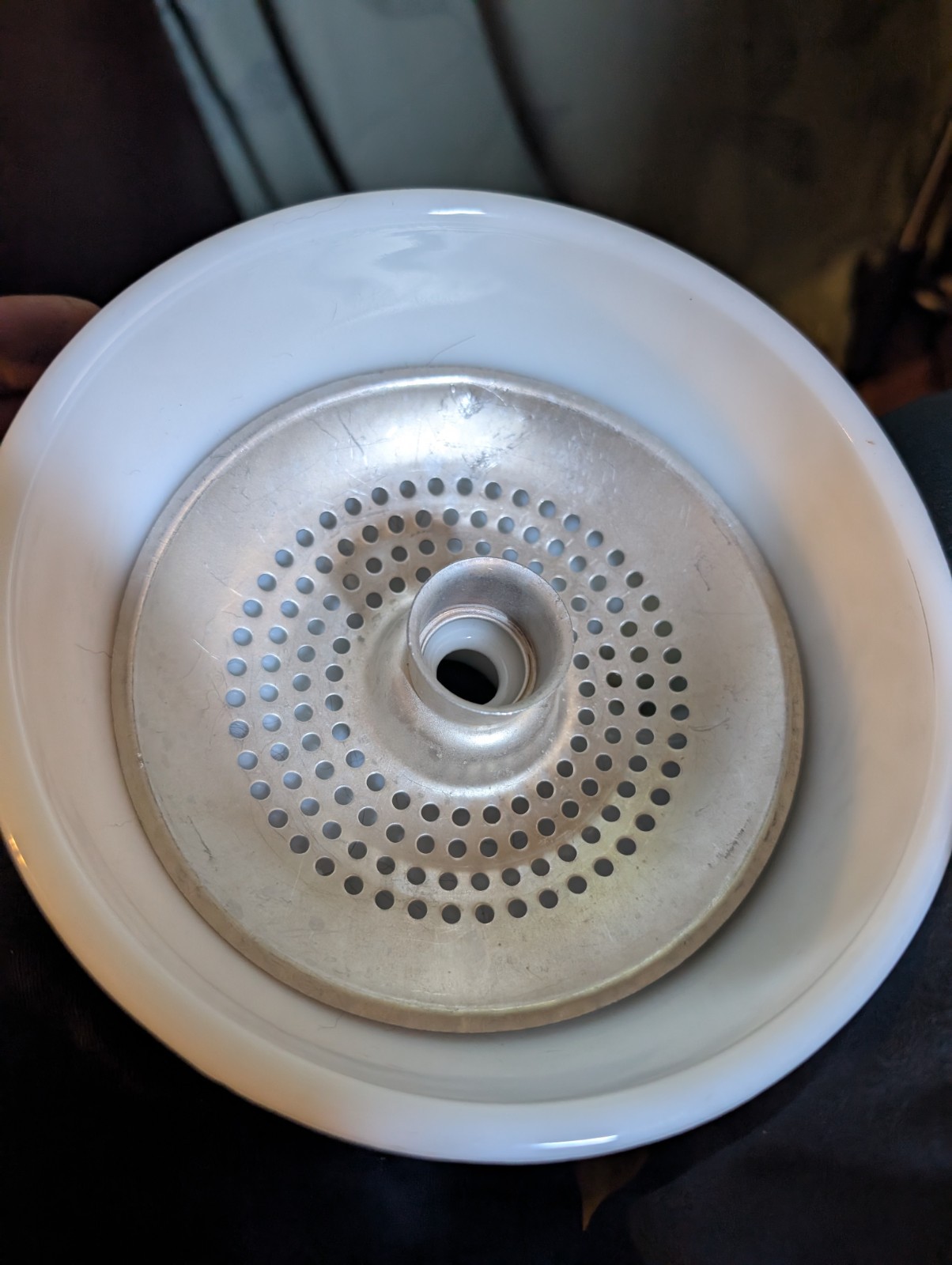 Vintage Milk Glass Dental Cuspidor Rinse & Spit Bowl with Metal ...