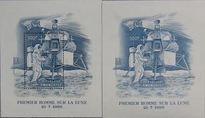 RWANDA RUANDA 1969 Block 21 A-B Mondlandung Apollo 11 Moon Landing ...