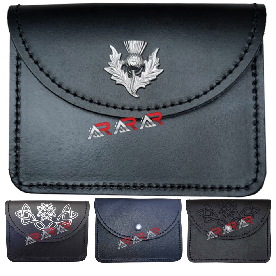 Men's Scottish Leather Pouch Highland Kilt Belt Black Kilts Multi ...