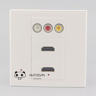 Wall Face Plate 3RCA AV + Dual HDMI Port Assorted Panel Faceplate ...