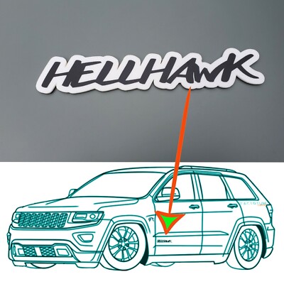 1 White HELLHAWK Emblem fits Jeep Trackhawk Grand Cherokee Door ...