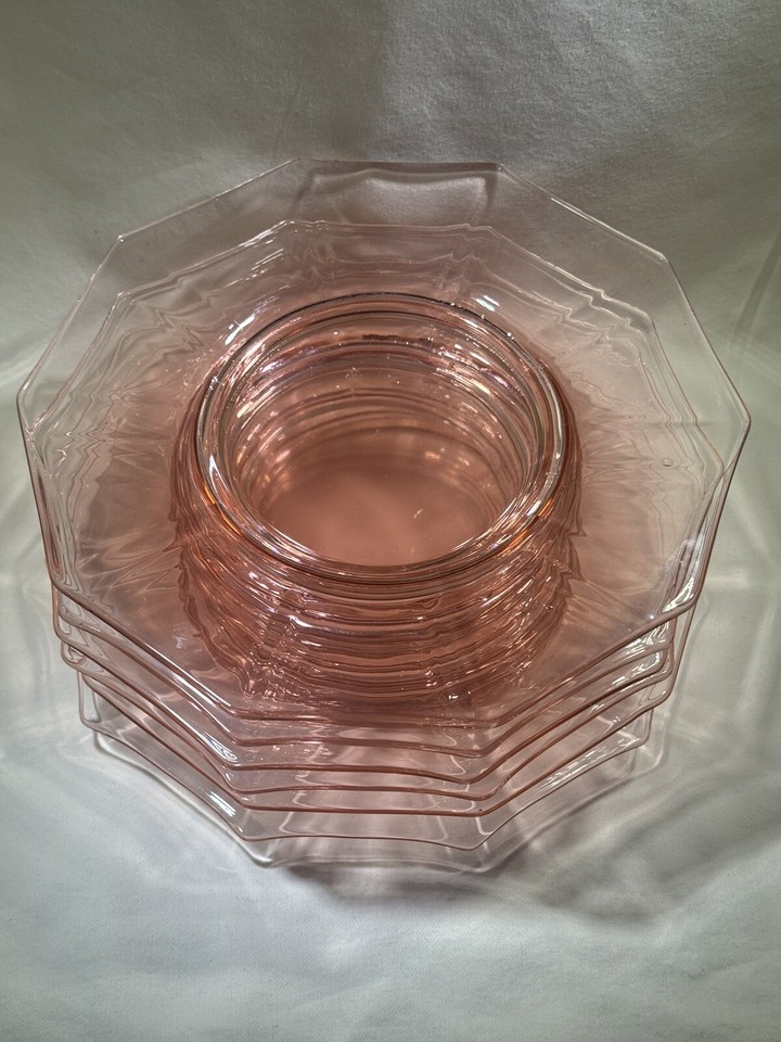 Vintage Pink Depression Glass Cambridge Elegant 6 Decagon Plate, 6 ...