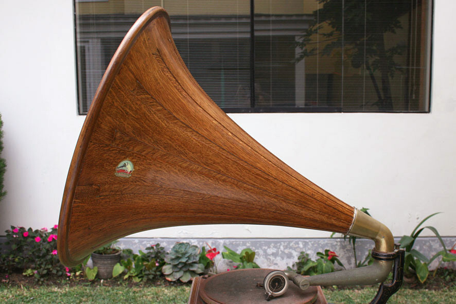 REPRODUCTION PHONOGRAPH OAK WOOD HORN for VICTOR TALKING MACHINE, HMV ...