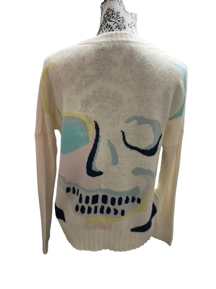 Skull Cashmere 100% Cashmere V-Neck Skull Back Sweater Women Size XS ...