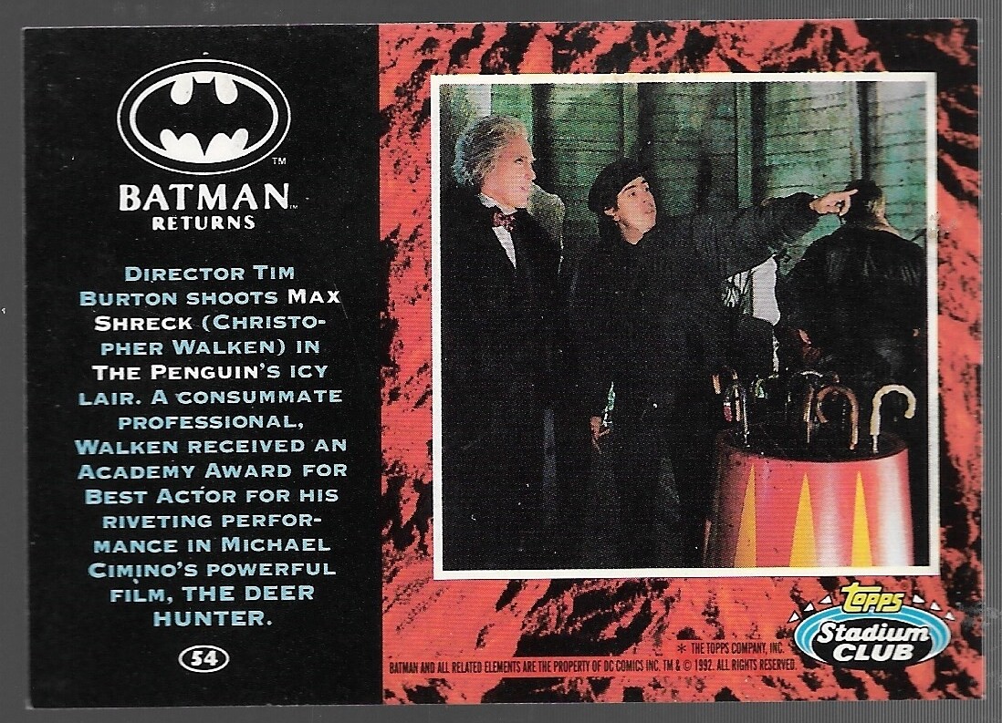 Christopher Walken Max Shreck 54 Batman Returns Stadium Club 1992 Non ...