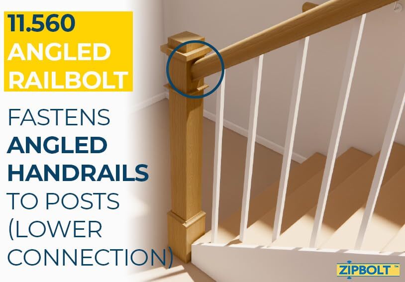 Zipbolt 11.560 Angled Railbolt — Angled Staircase Handrail to Newel ...