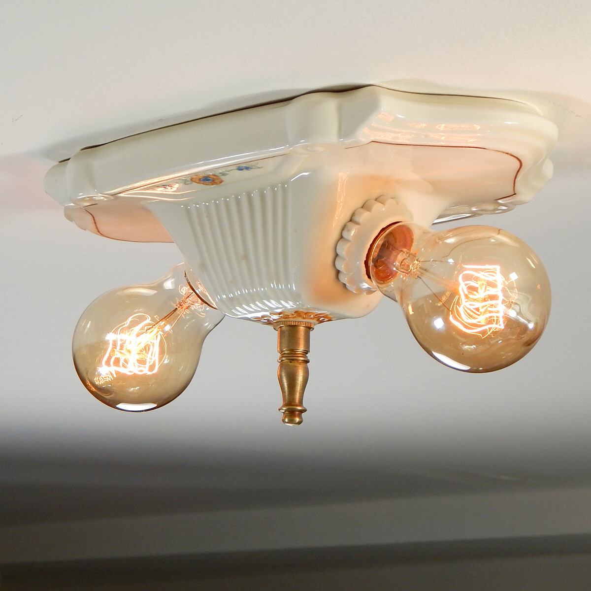 Antique Flush Mount Porcelain Ceiling Light Fixture | eBay