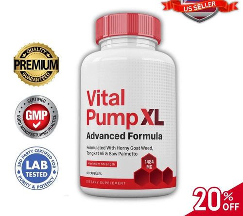 Vital Pump XL for Men Advanced Formula 1484MG Pills Vitamin Supplement ...