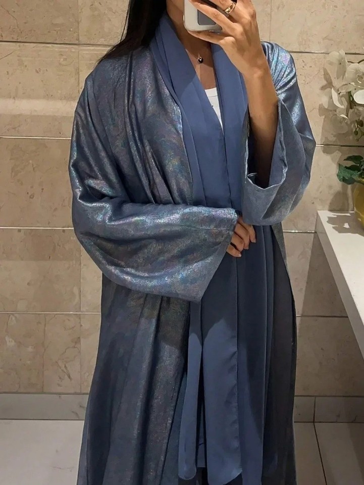 Women Muslim Long Sleeve Maxi Dress Open Kimono Cardigan Abaya Kaftan ...