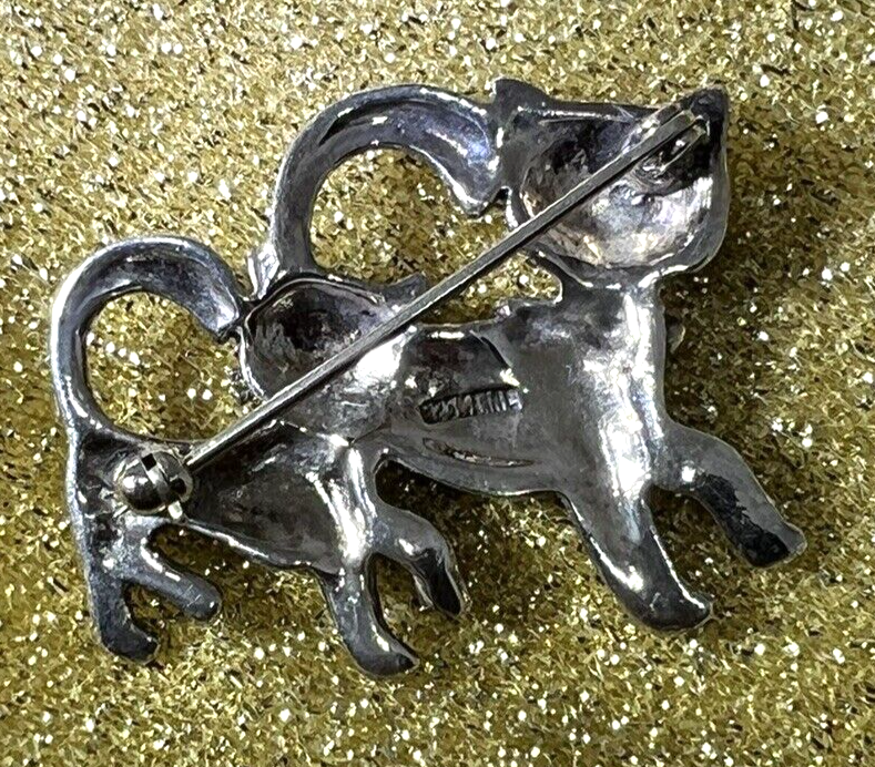 Retro Black Eyed Cats Brooch Sterling Silver Marcasite The Perfect Pair ...