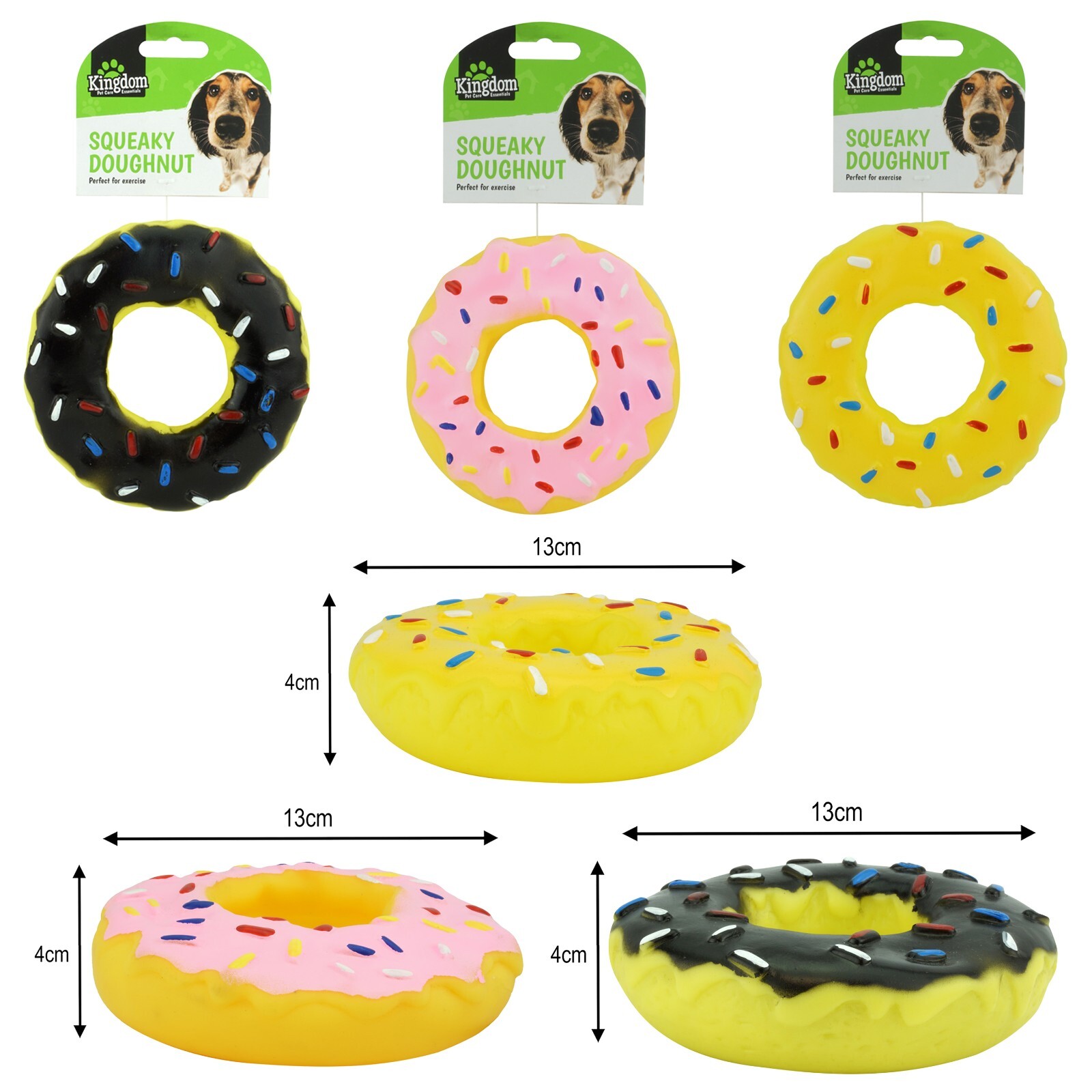 13cm Squeaky Doughnut Toys, Interactive Pet Bite Training, Dog Fetch ...
