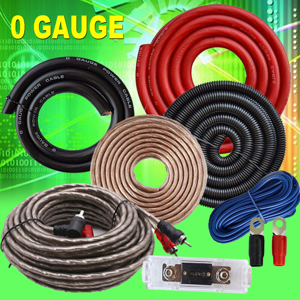 2000 W Amp Wiring Kit 0 Gauge Amplifier Wiring Kit - Red Power Cable ...