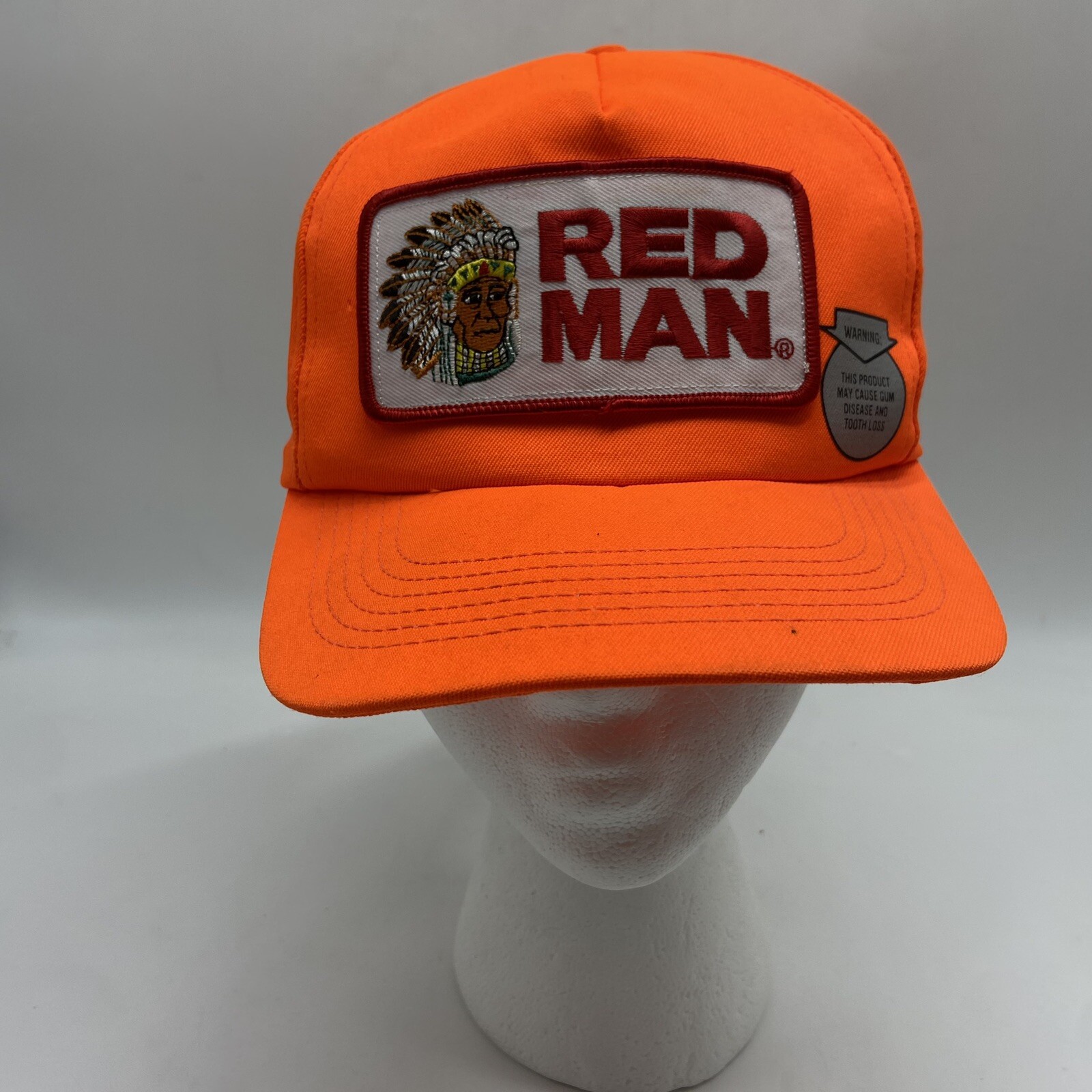 Vintage Red Man Chewing Tobacco Orange Trucker Hat Snapback Cap Made In ...