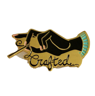 Hand Crafted Lapel Pin Artist Hand Sewn Pinback Crafter Brooch Gold ...
